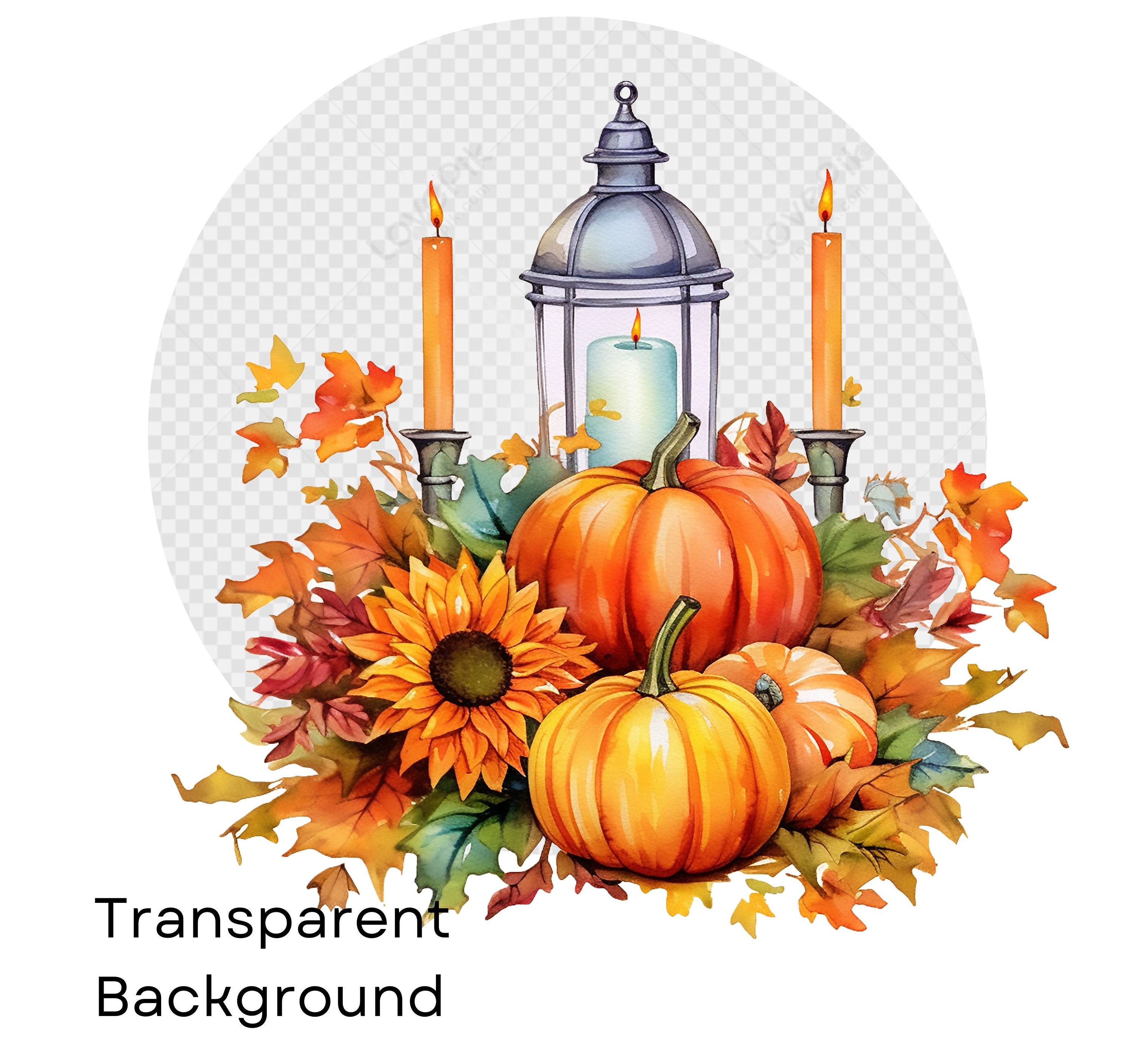 Watercolor Thanksgiving Clipart, Autumn Harvest PNG for Commercial Use ...