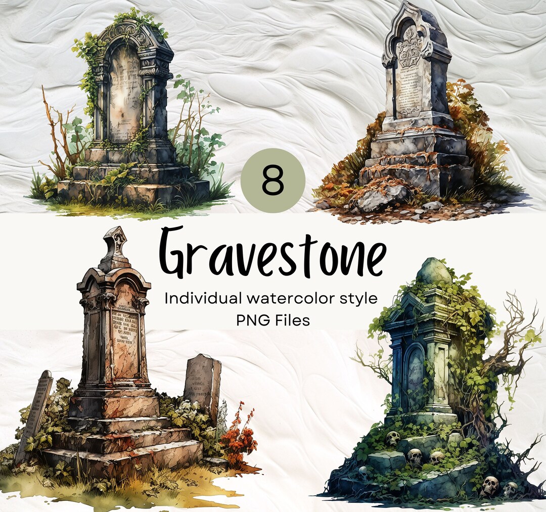 Watercolor Halloween Gravestone Clipart, Fall PNG (digital Download) - Etsy