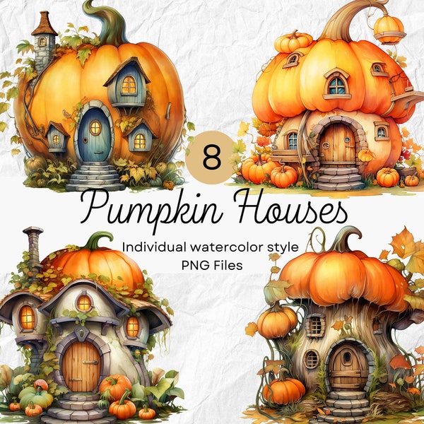 Halloween Pumpkin House Clipart - Etsy