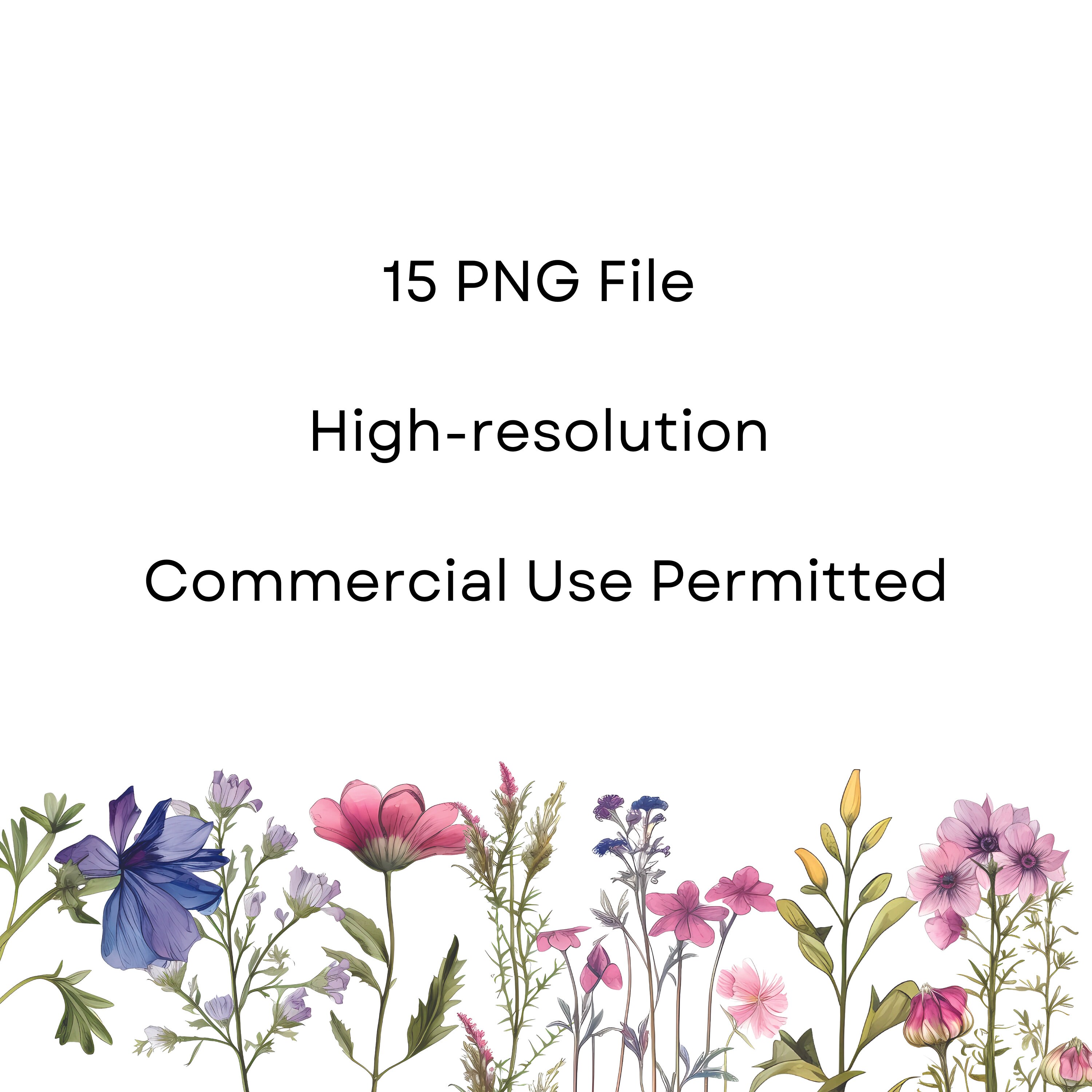 20 Watercolor Wildflower Clipart Botanical Floral PNG for - Etsy