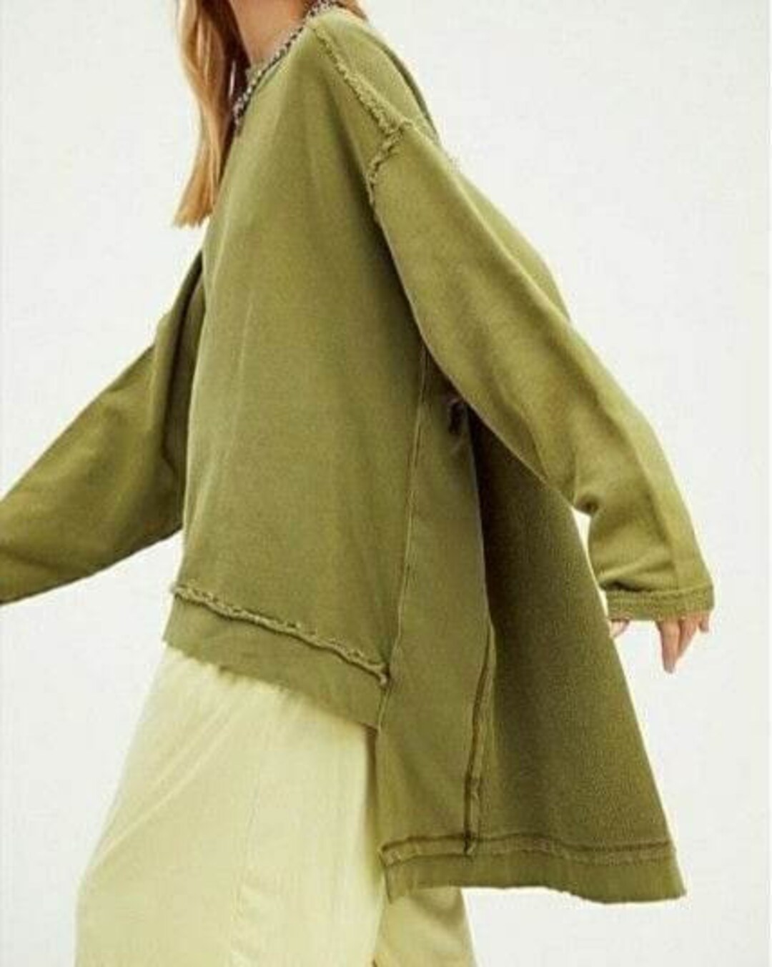 Bluza SPORT, Supradimensionata, M, Verde Maslin, Extravaganta, Cusaturi ...