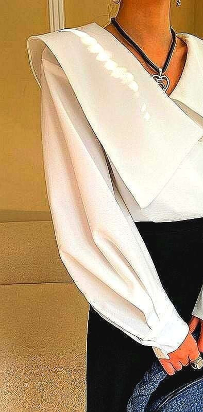 Shirt Xs Xxxl White Cotton Length 60cm Long Sleeve - Etsy