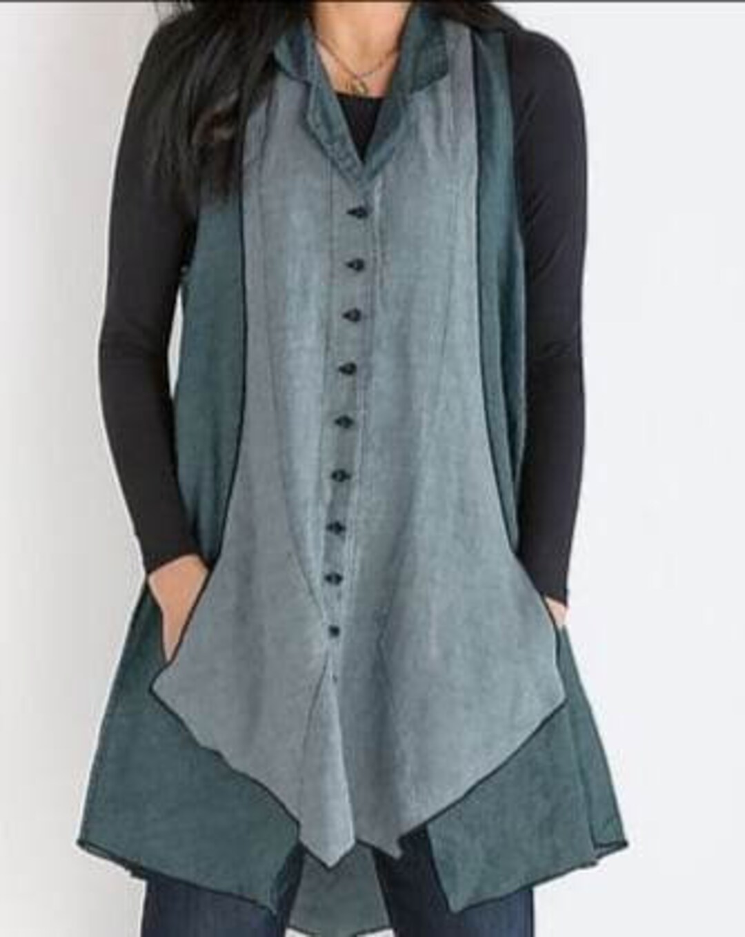 TOP Gen CAMASA, Fara Maneci, LINEN, Combinatie 2 Culori, Asimetric ...