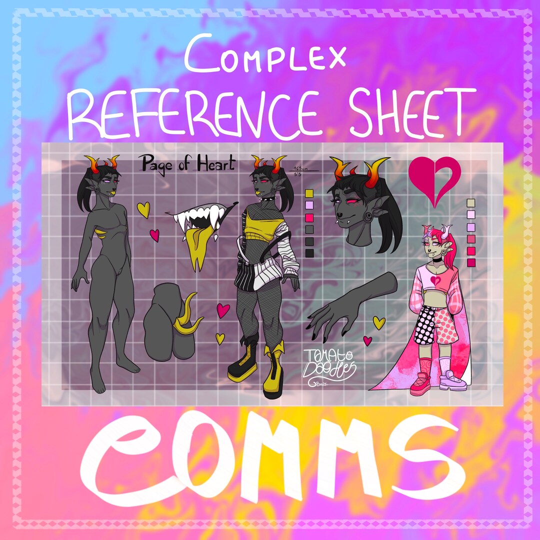Complex Reference Sheet Art Commissions (1 SLOT) PAYMENT→ PAYPAL - Etsy