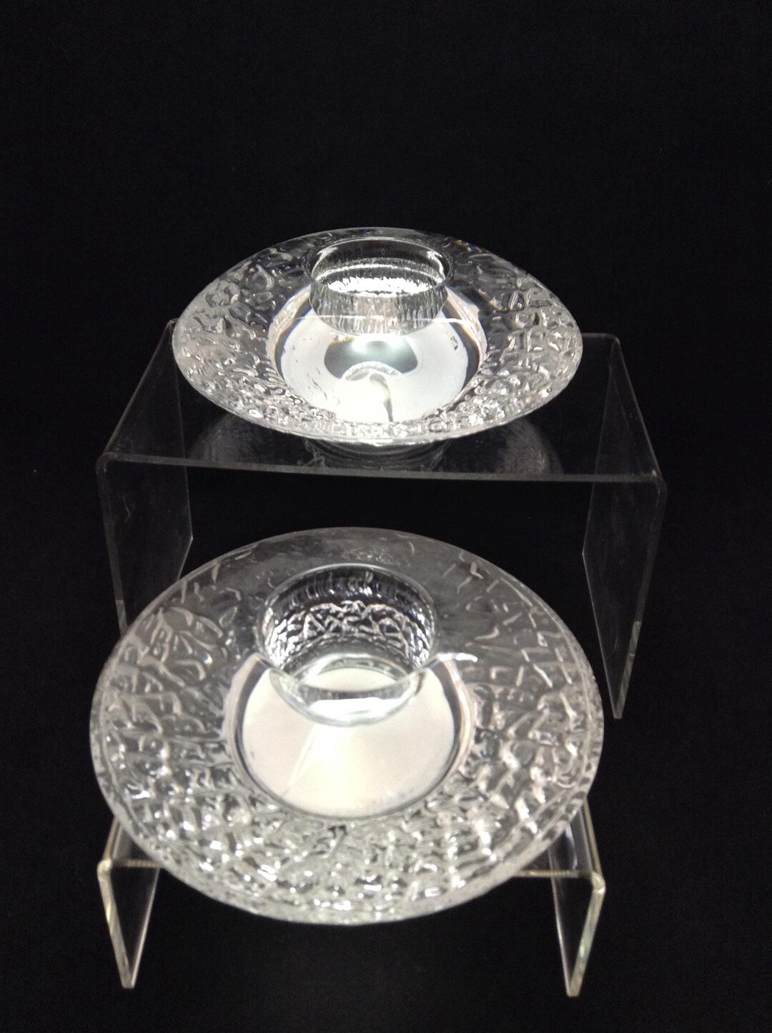 Kosta Boda Discus Crystal Votive Holders - Pair - Etsy
