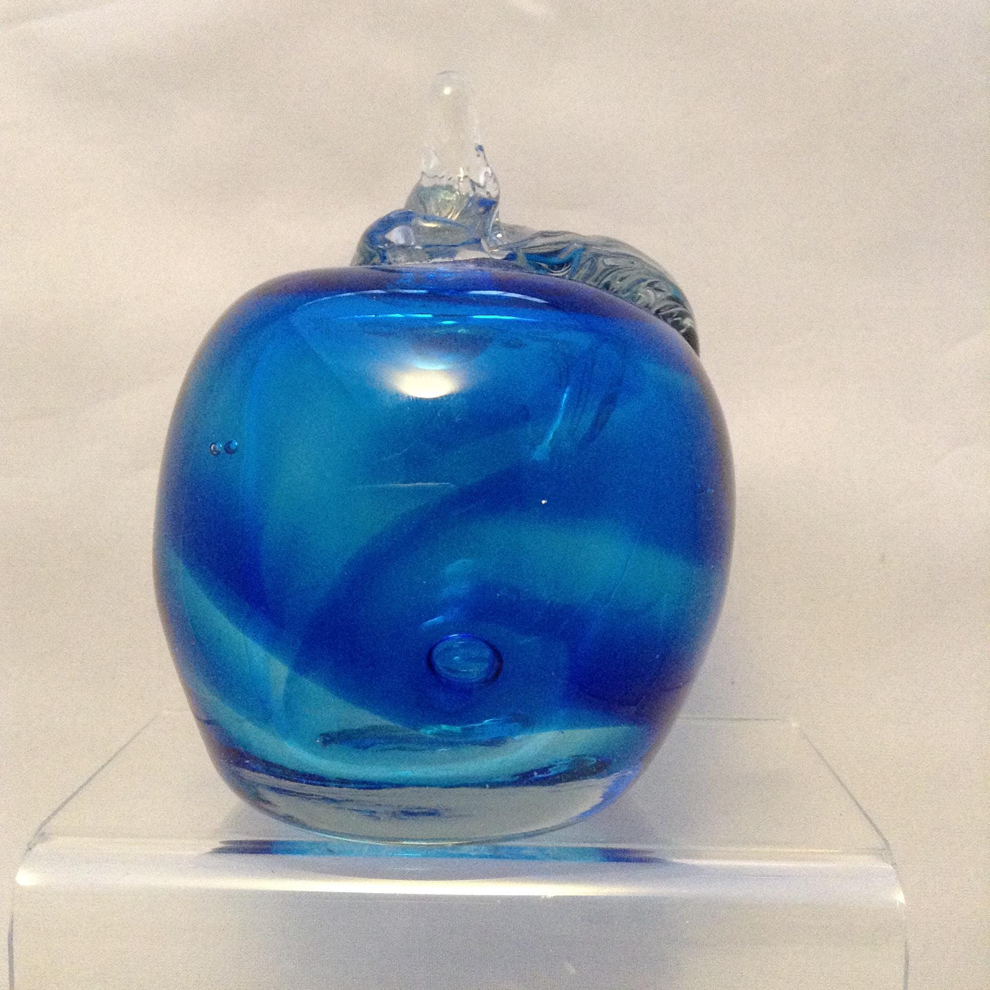 Artic Blue Hand Blown Glass Apple - Etsy