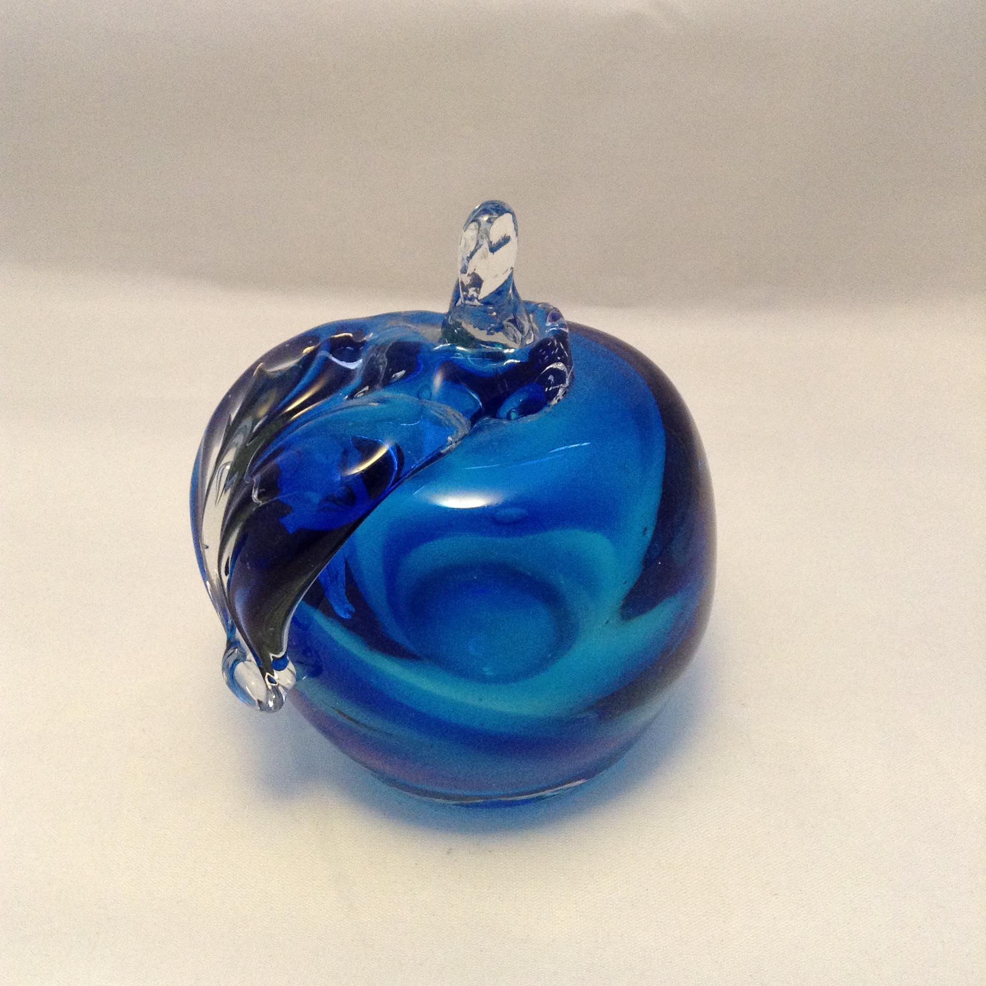 Artic Blue Hand Blown Glass Apple - Etsy