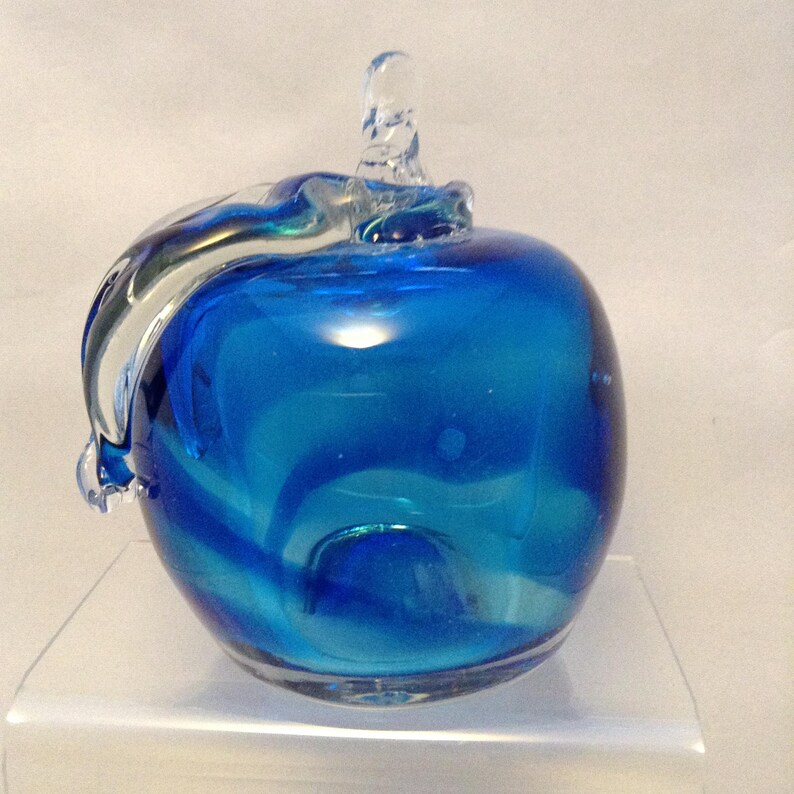 Artic Blue Hand Blown Glass Apple - Etsy