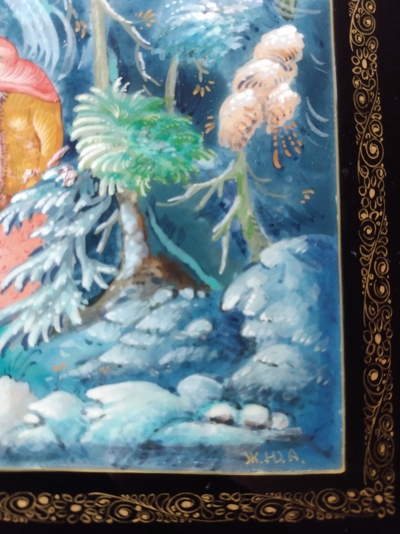 Russian Mctepa Lacquer Box Hand Painted Father Frost and Snow - Etsy