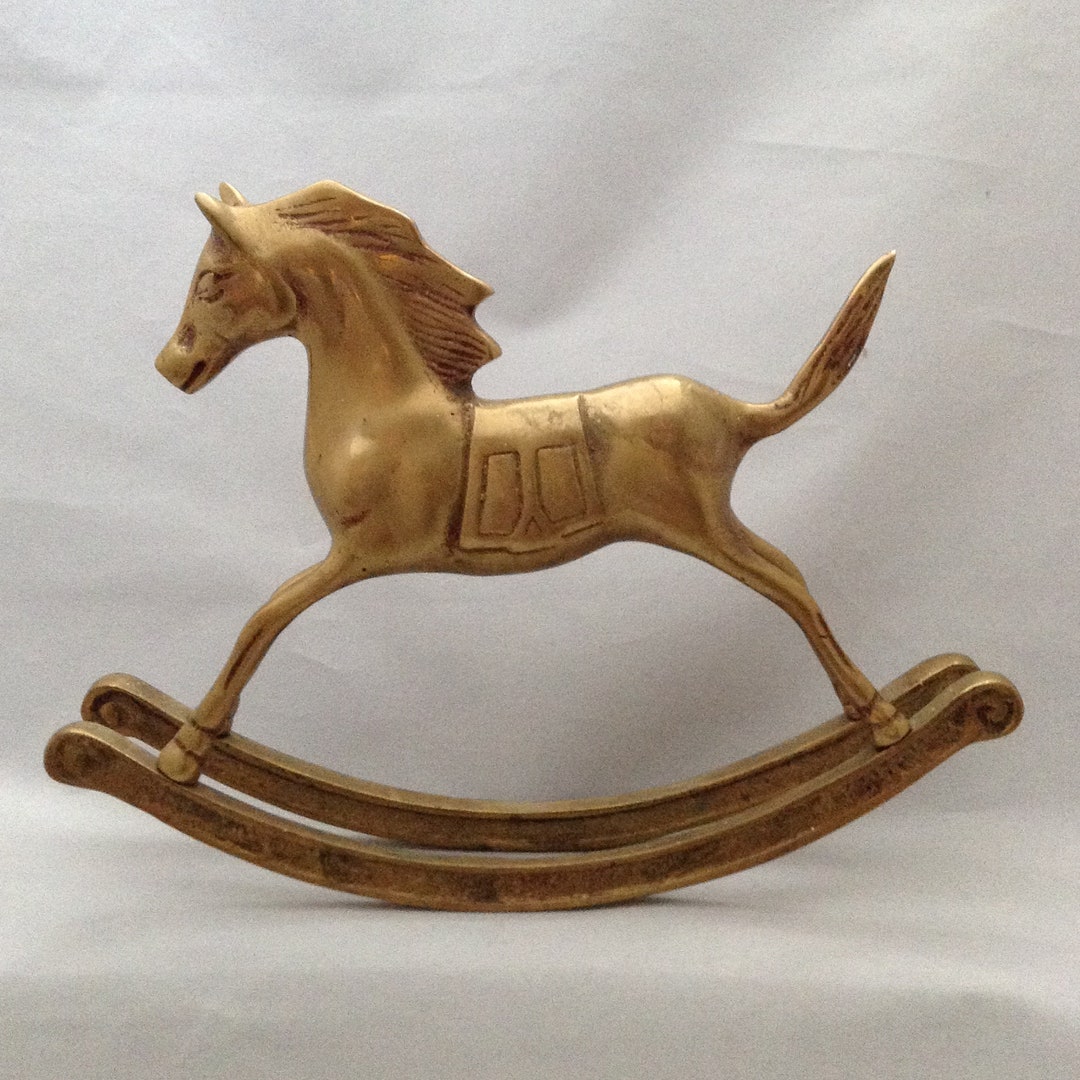 Brass Rocking Horse Figurine - Etsy