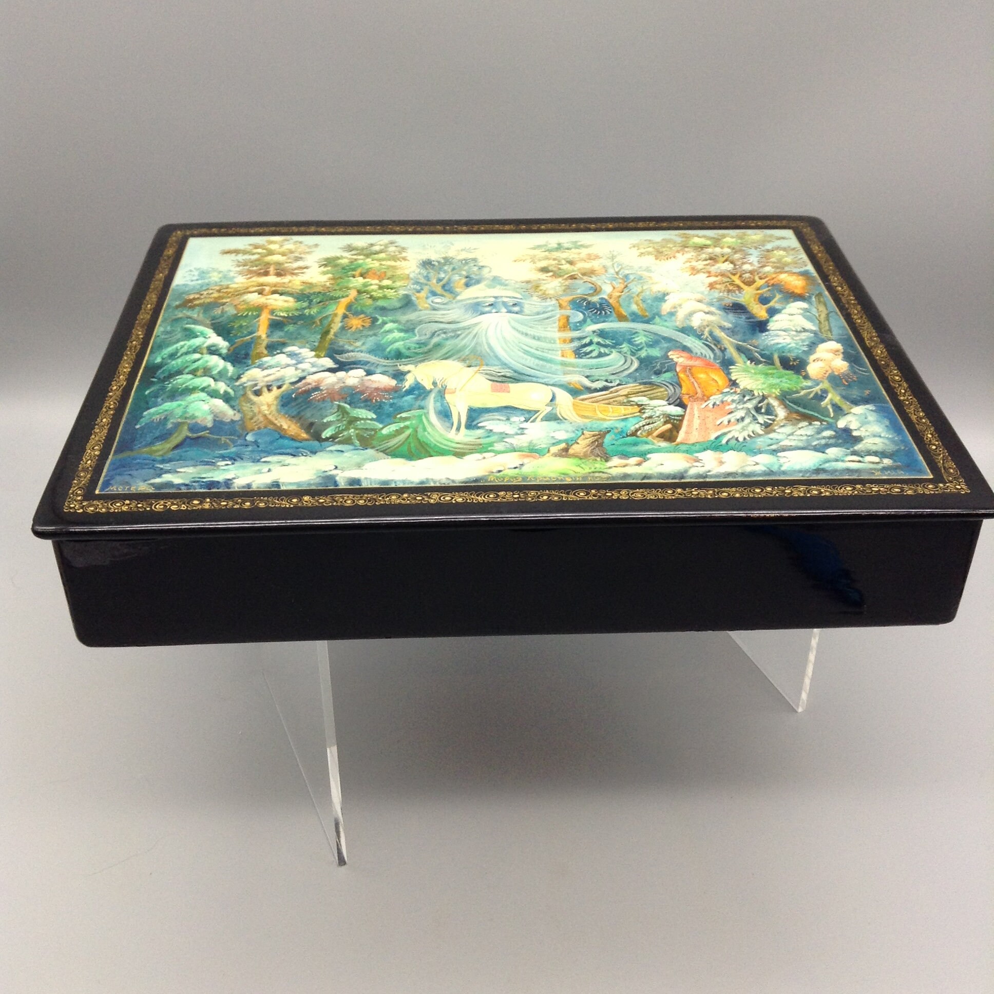 Russian Mctepa Lacquer Box Hand Painted Father Frost and Snow - Etsy