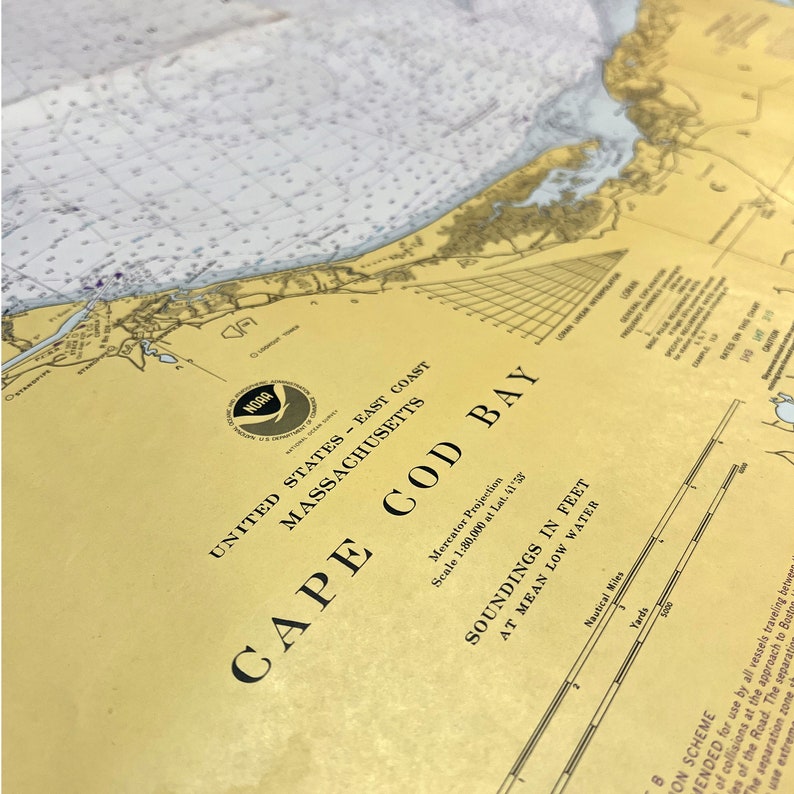 Nautical Map of Cape Cod Bay - Etsy