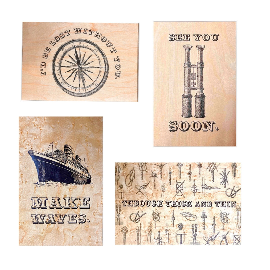 Wooden Postcards (set of 4) - Etsy