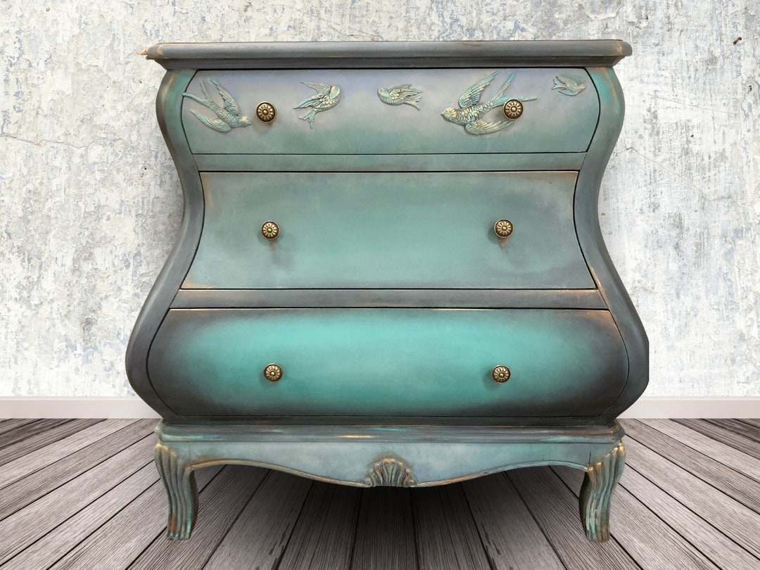 SOLD | Blue Bombay Dresser | Painted Antique Bombay Dresser - Etsy