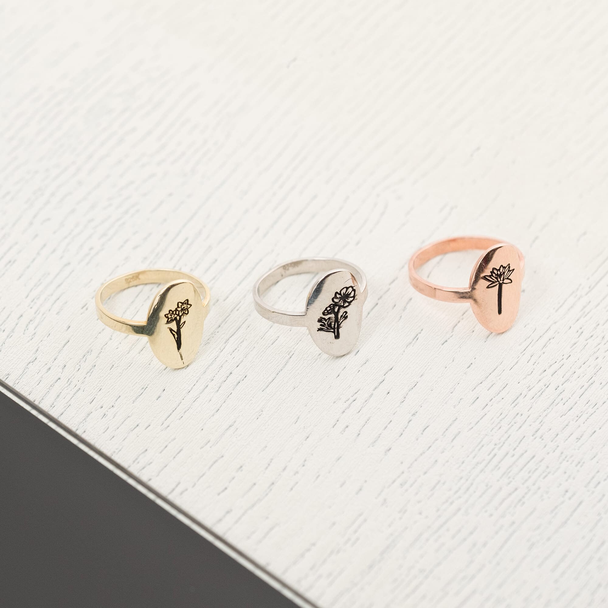Personalized Birth Flower Ring - Birthday Flowers Ring - Birth Flower ...