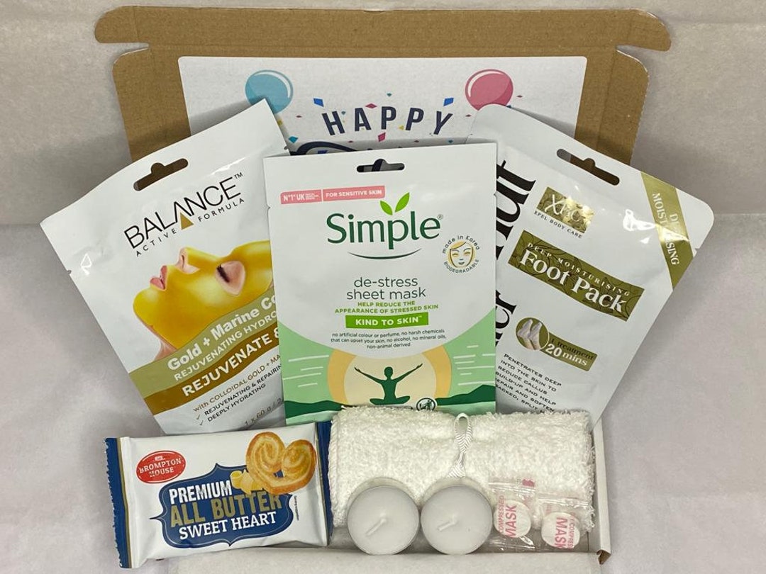 White Personalised Self Care Hamper Pamper Skin Care Gift Box, Birthday ...