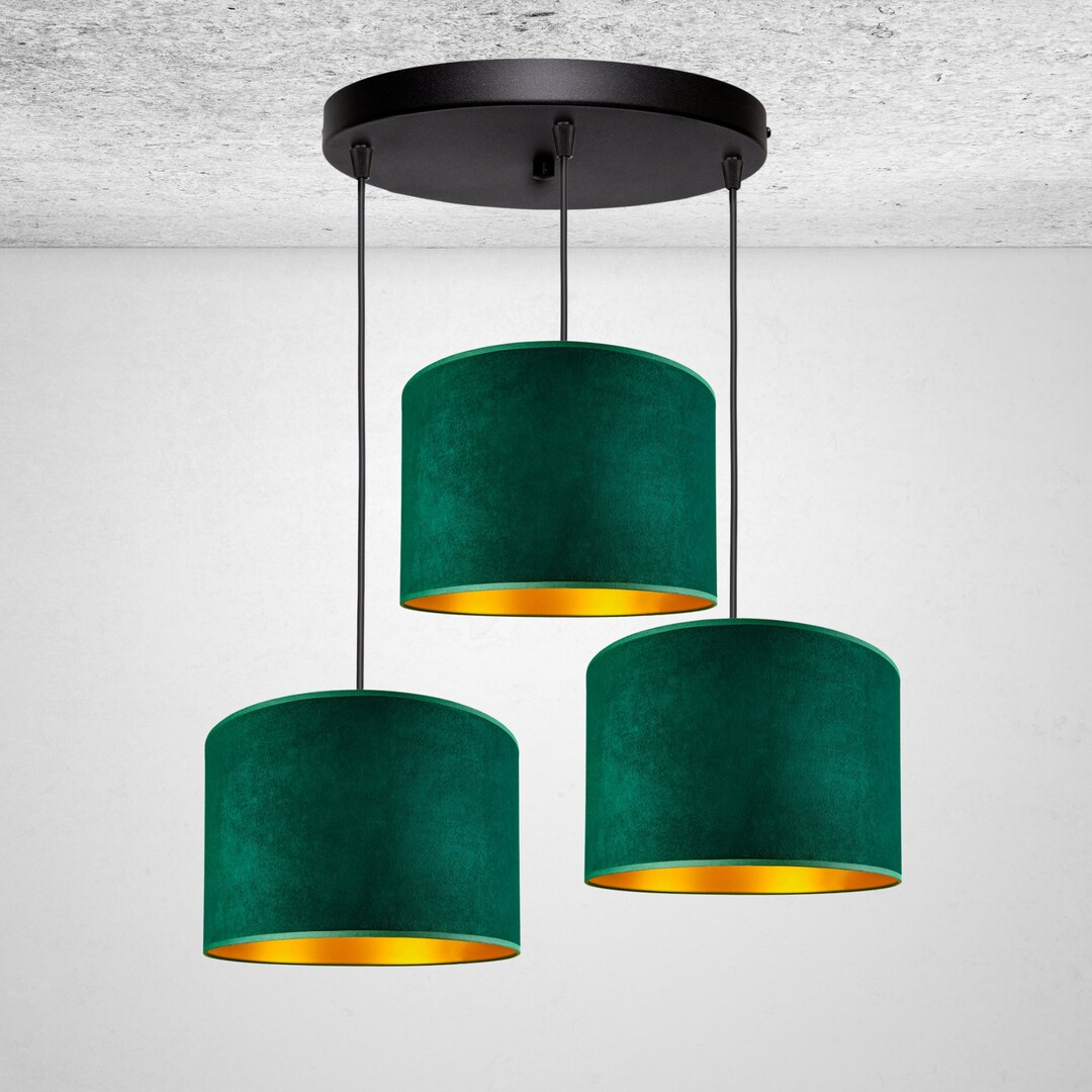 Modern Hanging Lamp With Velvet Shade Stylish Pendant Light in Bottle ...