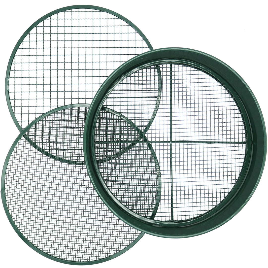 Garden Sieve, 3 in 1 Metal Soil Sieve With Interchangeable Mesh Sizes ...
