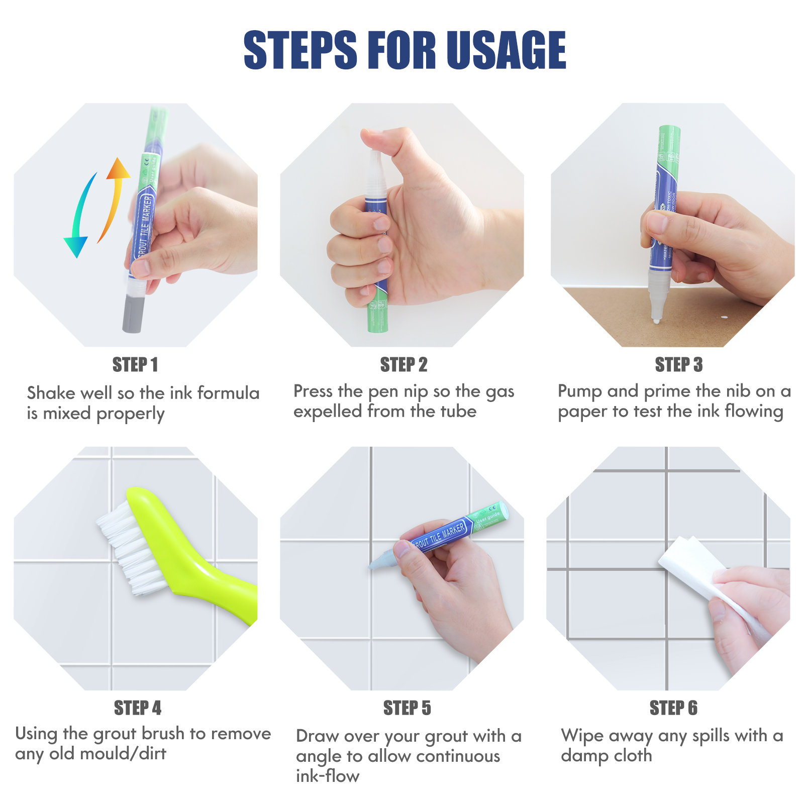 Grout Pen Grout Reviver Restoration Whitener Tile Bathroom | Etsy