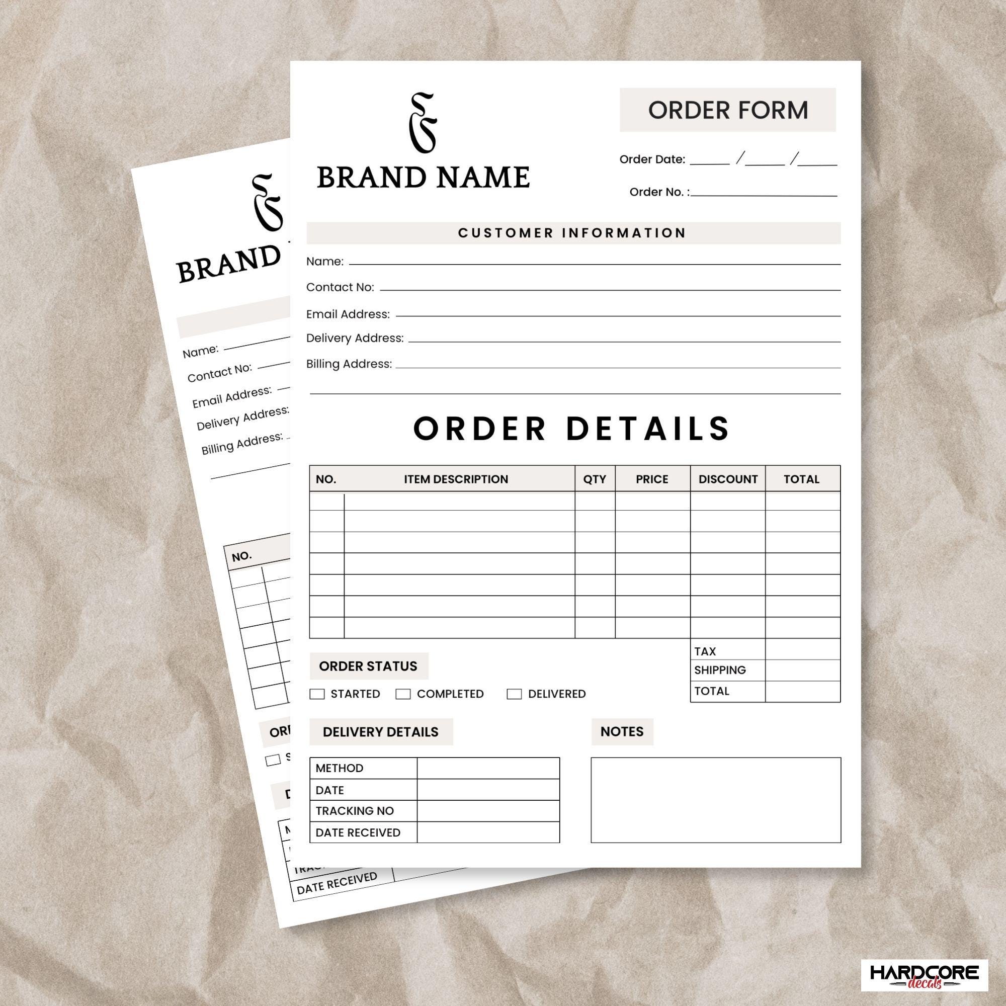 Order Form Corporate Business / Order Form Template / Receipt File ...