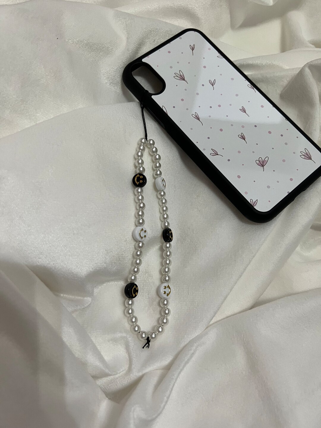 Y2k Smiley Face Beads and Pearl Phone Charm Phone Accessory - Etsy