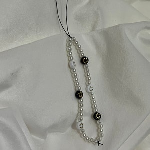 Y2k Smiley Face Beads and Pearl Phone Charm Phone Accessory - Etsy