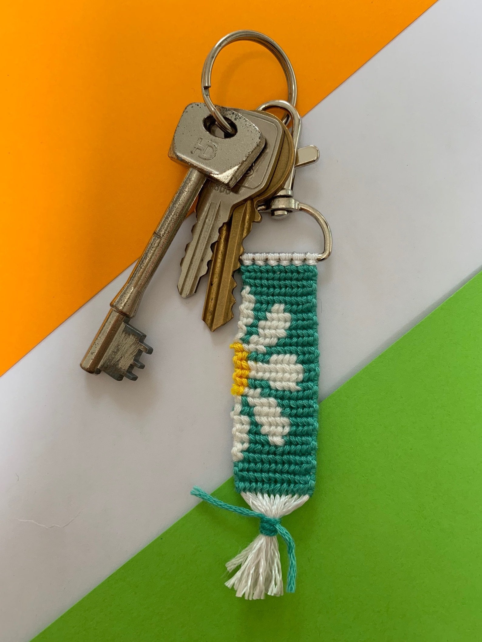 Handmade Green Flower Alpha Keychain | Etsy