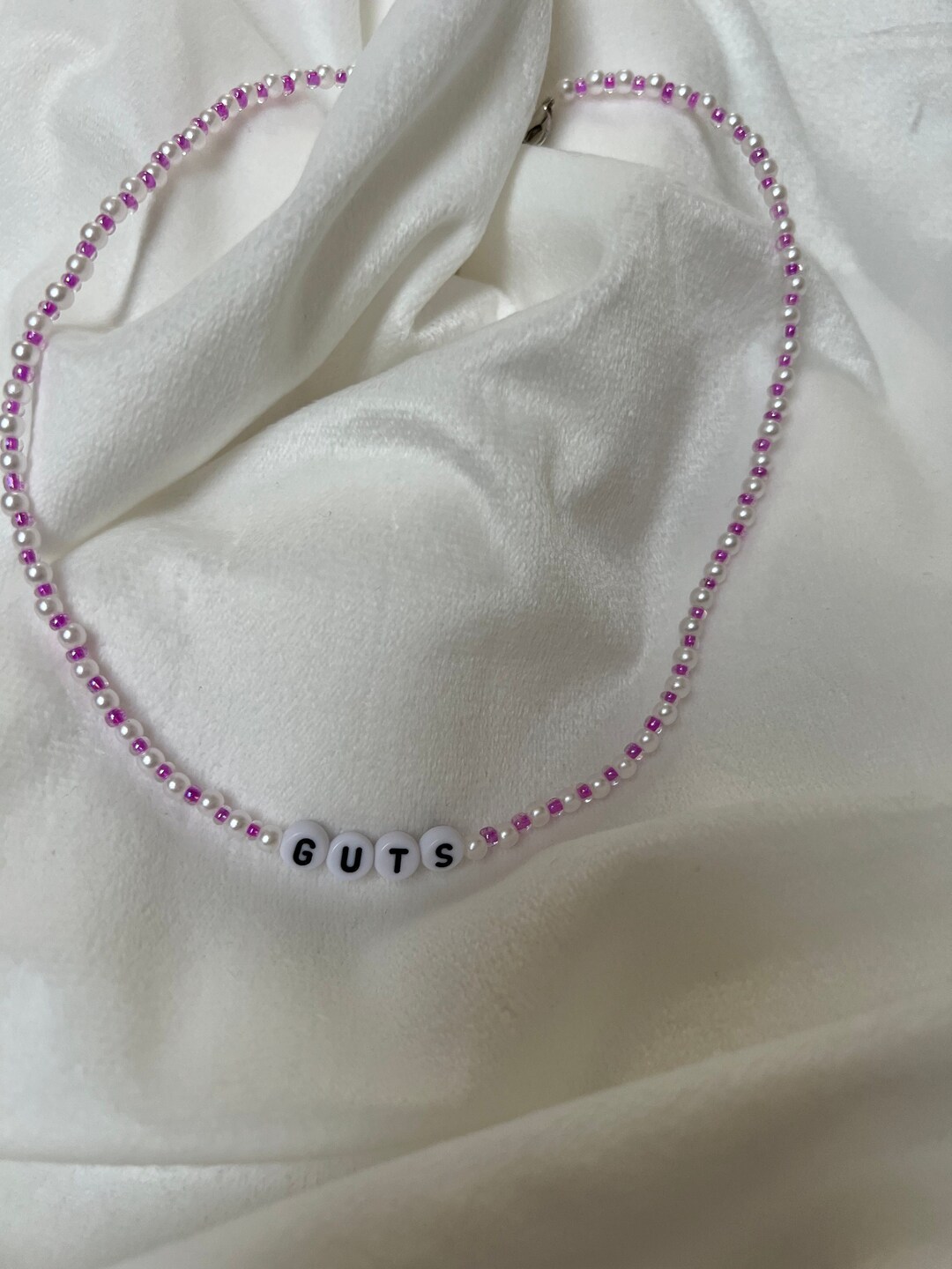 Olivia Rodrigo GUTS Inspired Purple and Pearl Beaded Necklace / Choker ...