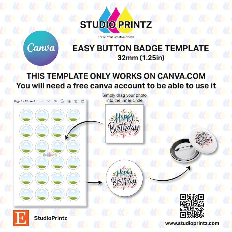 1.25" Button Templates - Etsy