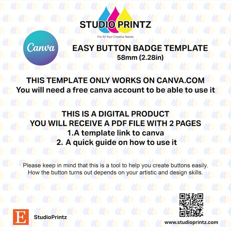 58mm Button Badges Template (canva) - 2.28 Inches - Etsy