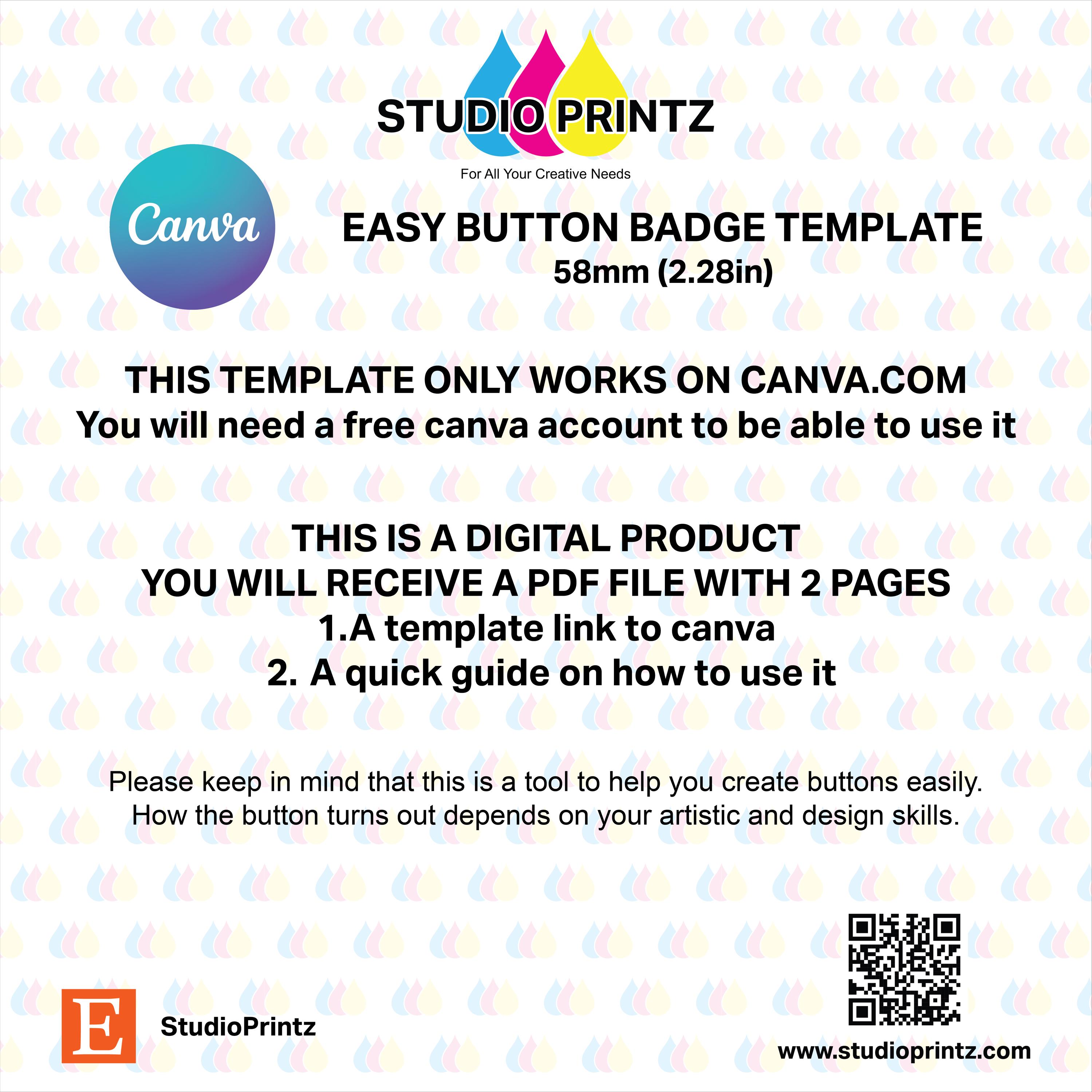 58mm Button Badges Template (canva) - 2.28 Inches - Etsy