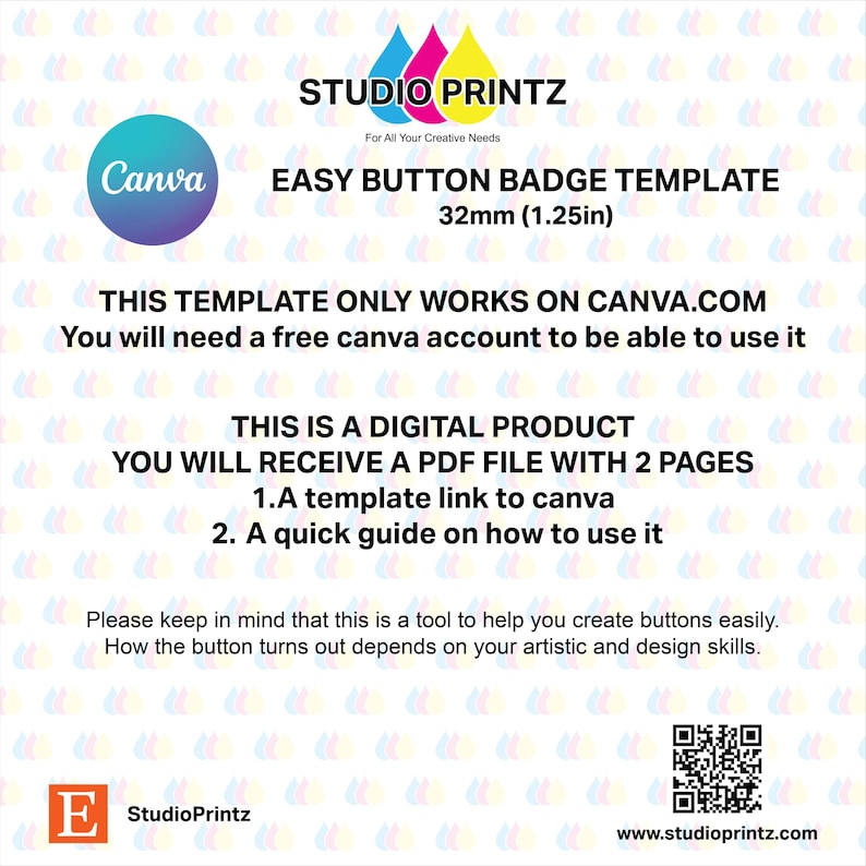 32mm Button Badges Template (canva) - 1.25 Inches - Etsy