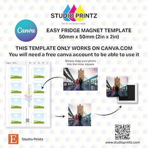 50mm Fridge Magnet Template (canva) - 2 Inches - Etsy