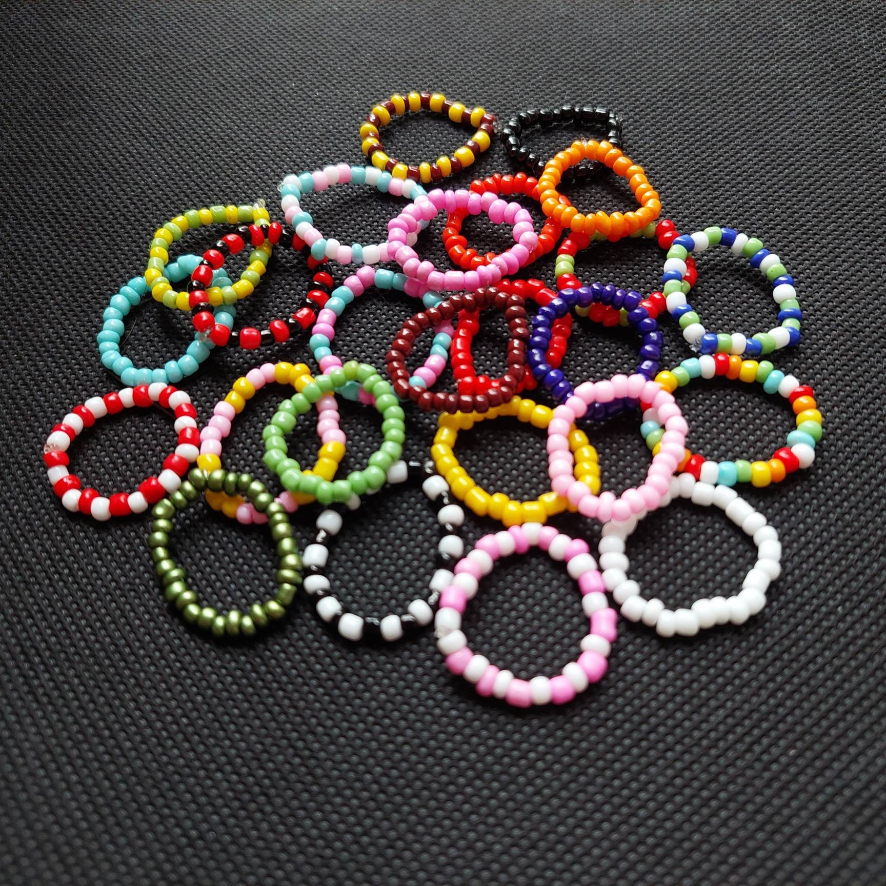 Rings Colourful Beaded Rings Elastic Buy 3 and Get 1 Free - Etsy