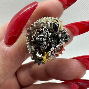 Flower and Fly Steampunk Metal Ring - Etsy