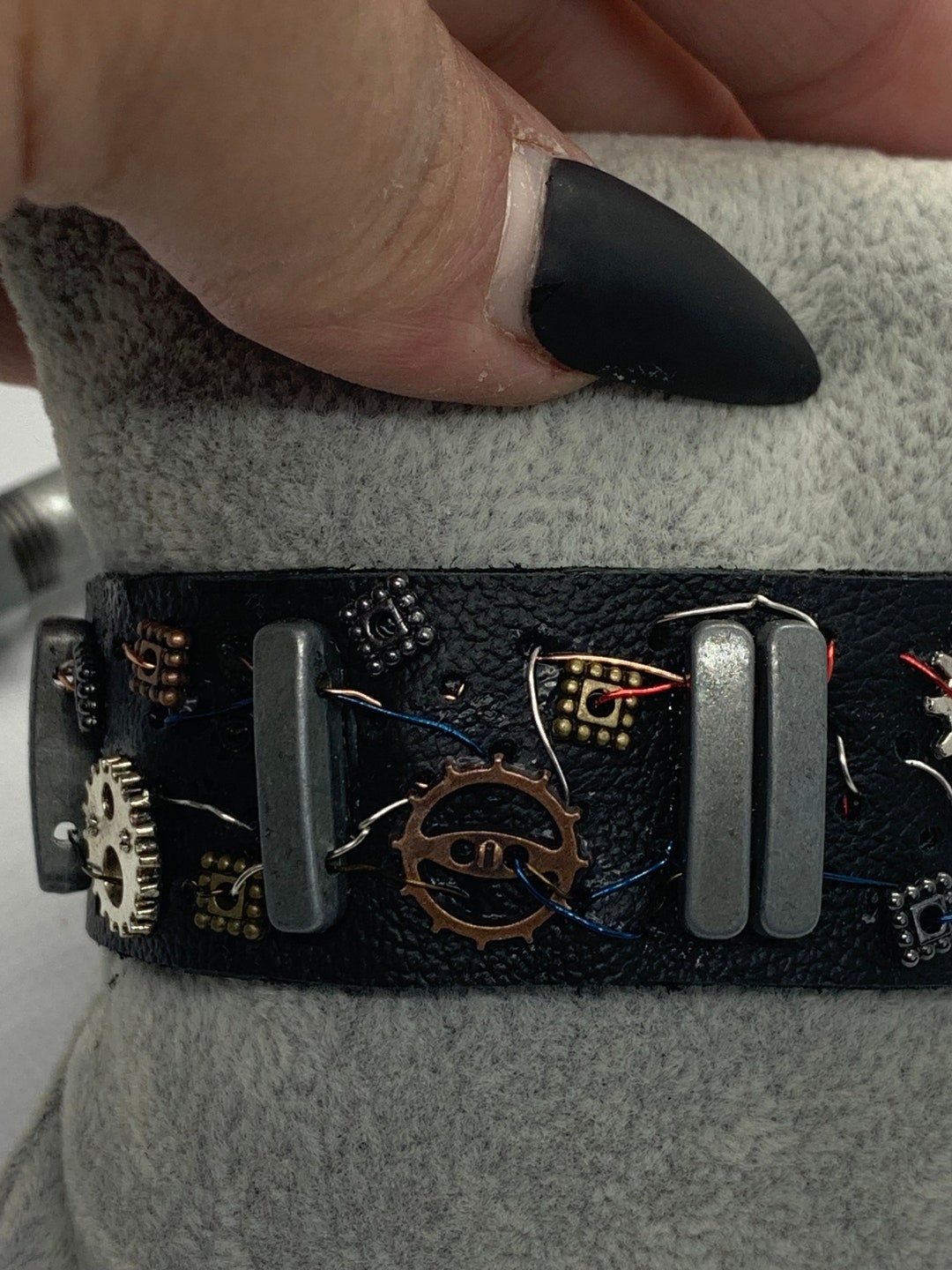 Black Leather Steampunk Electrical Theme Bracelet - Etsy
