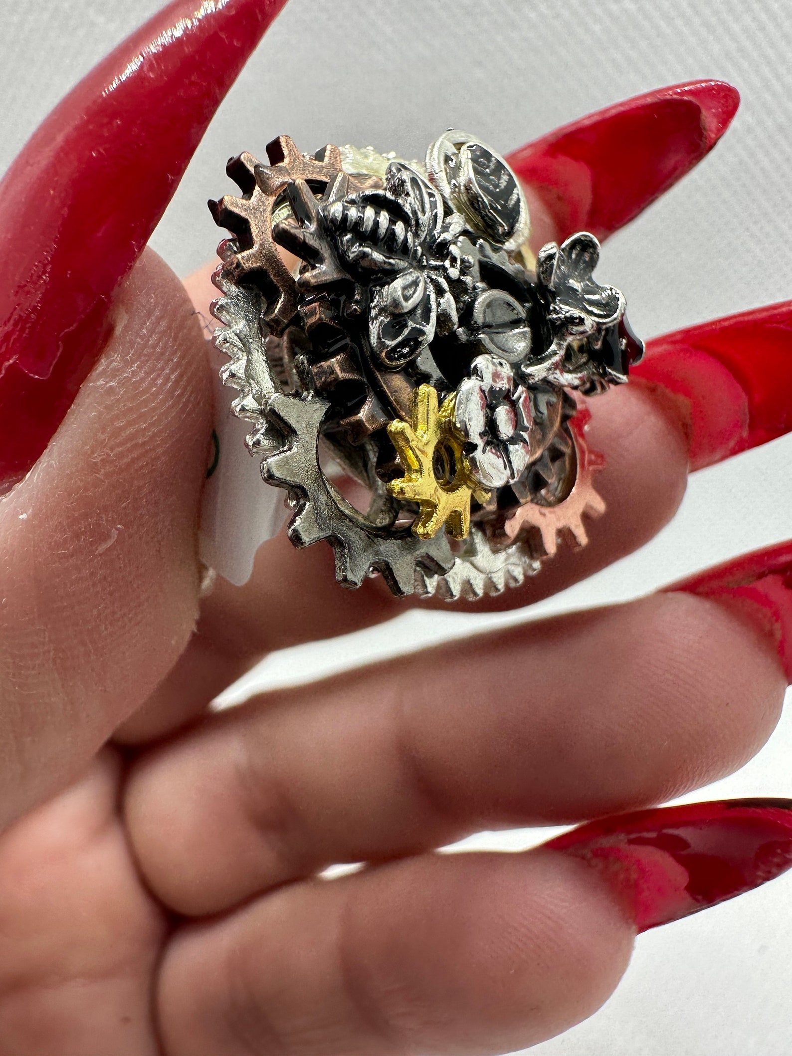 Flower and Fly Steampunk Metal Ring - Etsy