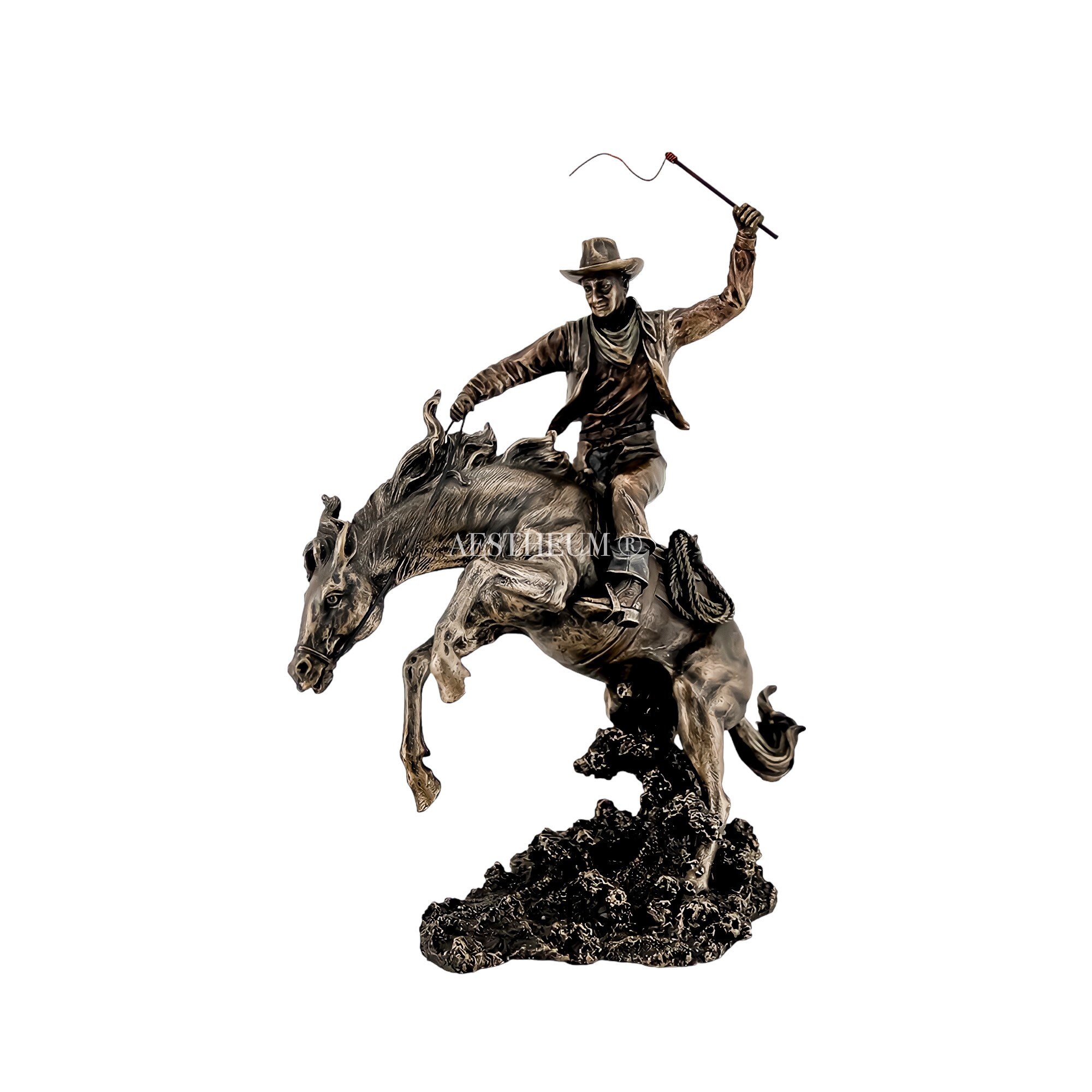 Cowboy Figurine on Prancing Horse Bronze Horse Sculpture Horse Home ...