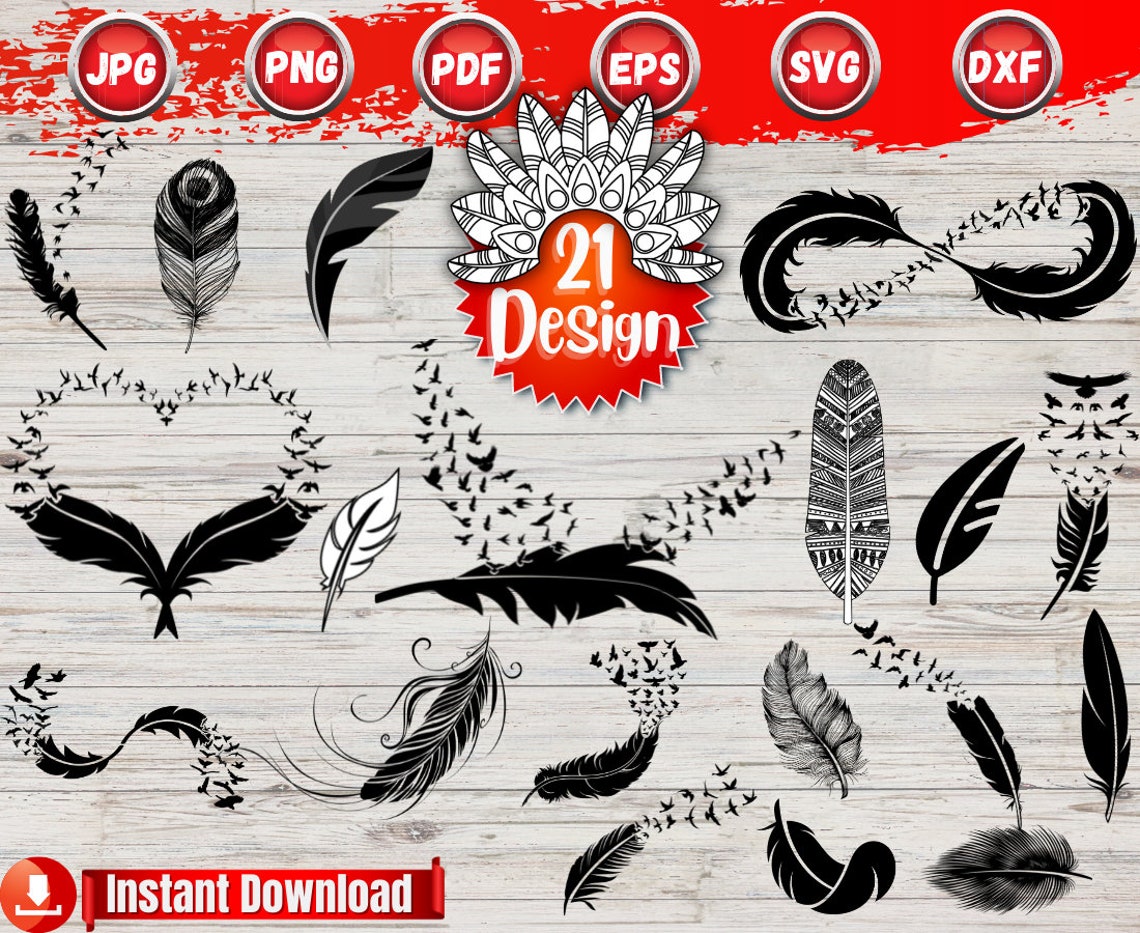 Feather Bundle Svg Feathers Svg Birds Feather SVG Boho Svg - Etsy