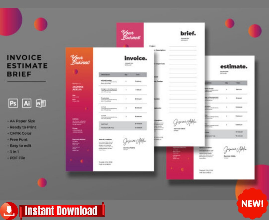 Professional Invoice Templates, Invoice Template Bundle, Invoice ...