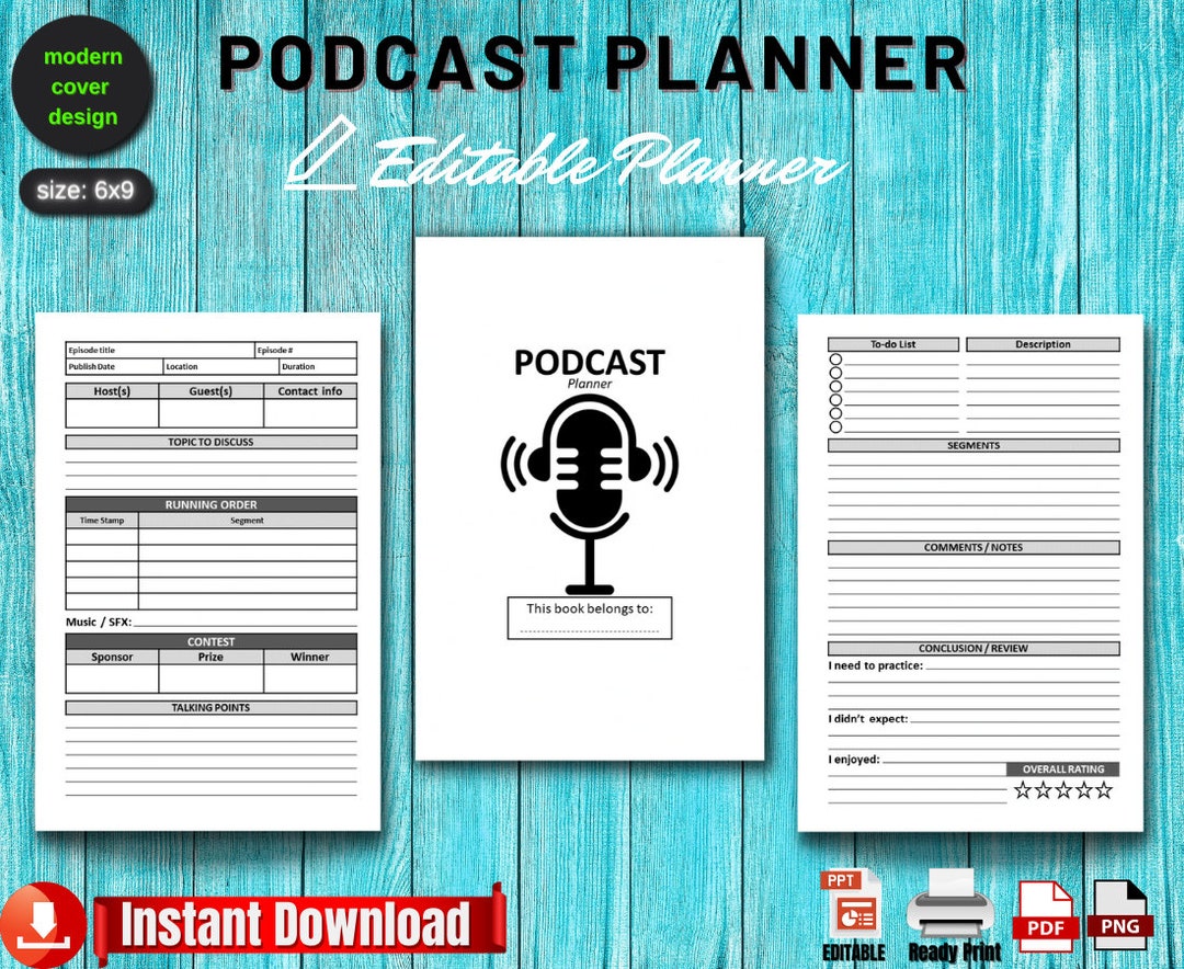Editable Podcast Planner Template | Podcast Episode Organizer & Content ...