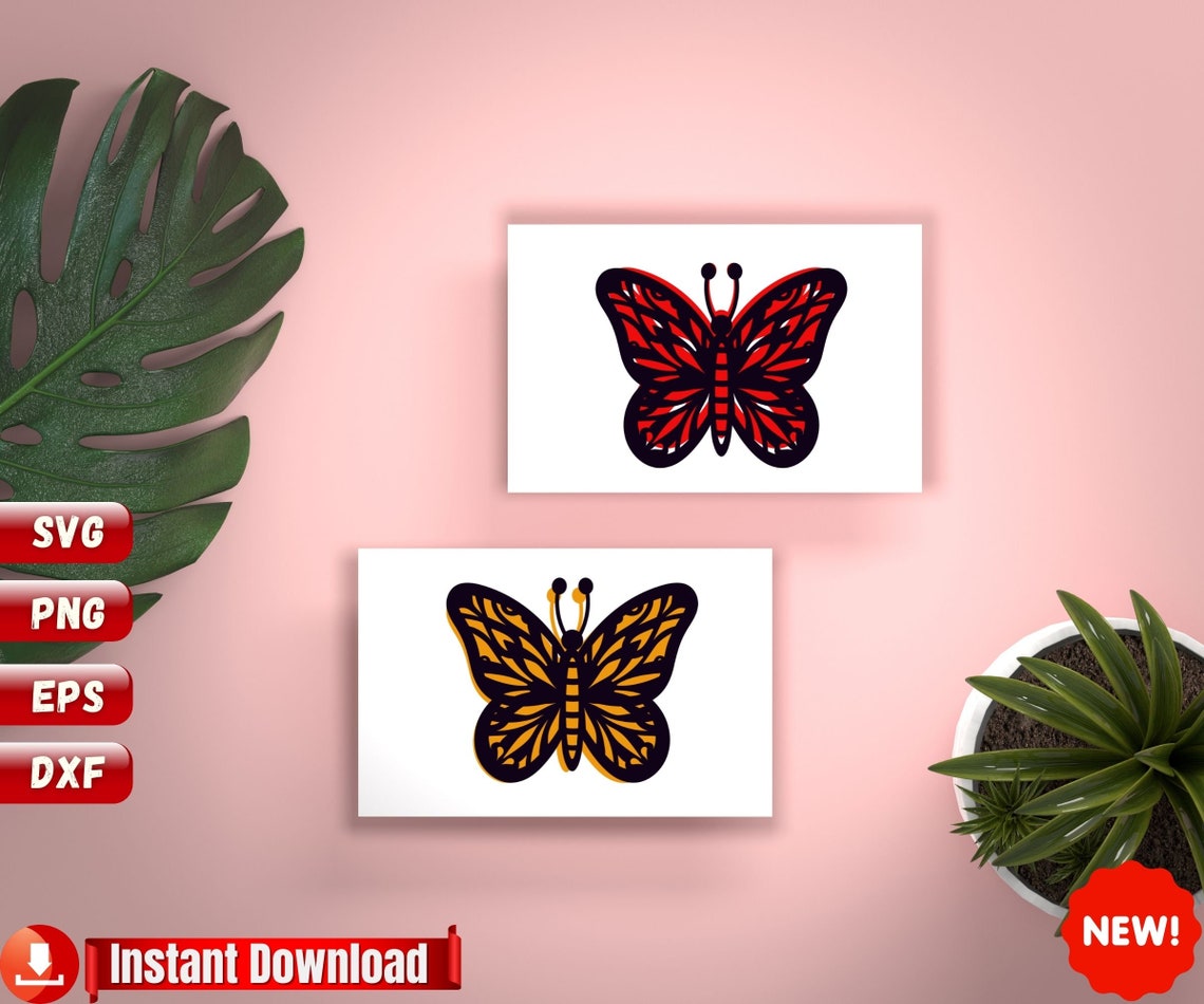 3D Butterflies SVG, Butterfly SVG, 3D Butterfly Layered, Butterfly ...