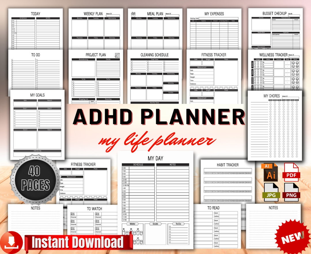 ADHD Planner Bundle, ADHD Planner, ADHD Digital Planner, to Do List ...