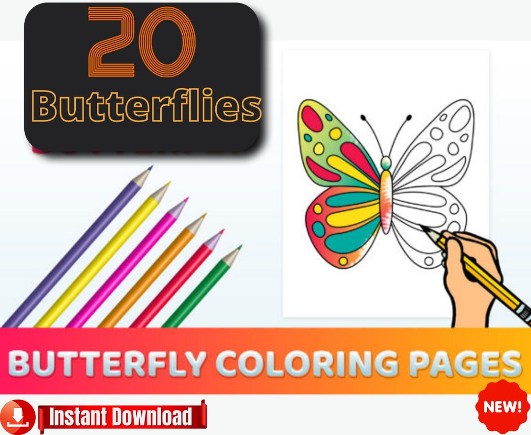 Butterfly Coloring Book – 20 Printable Pages for Kids & Adults ...
