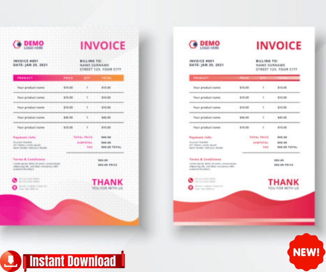 Invoice Template Bundle, Invoice Template Editable, Freelance Invoice ...