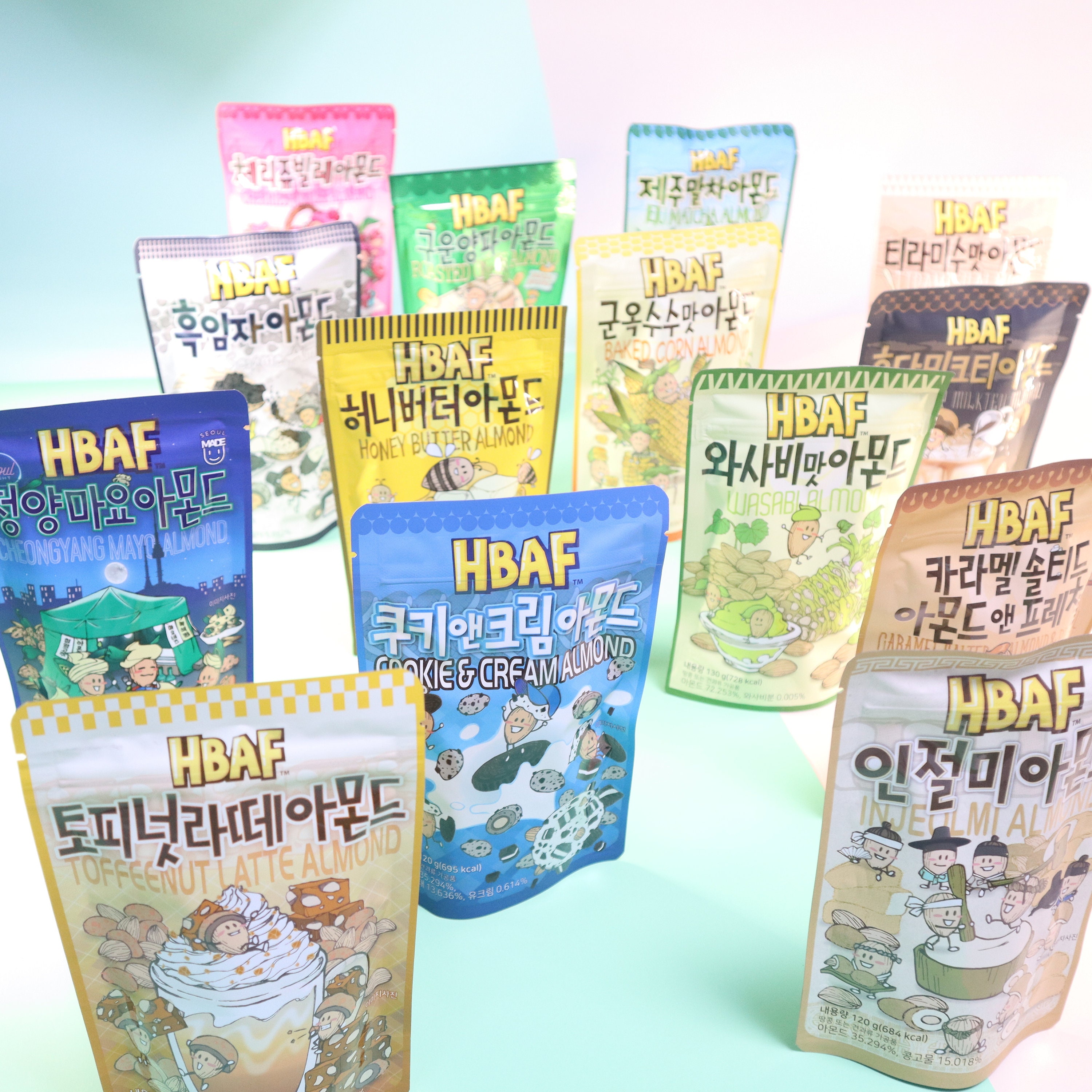 Korean Fried Almonds / Korea Almond / HBAF / Injeolmi Cookie and Cream Tiramisu Honey Butter ...