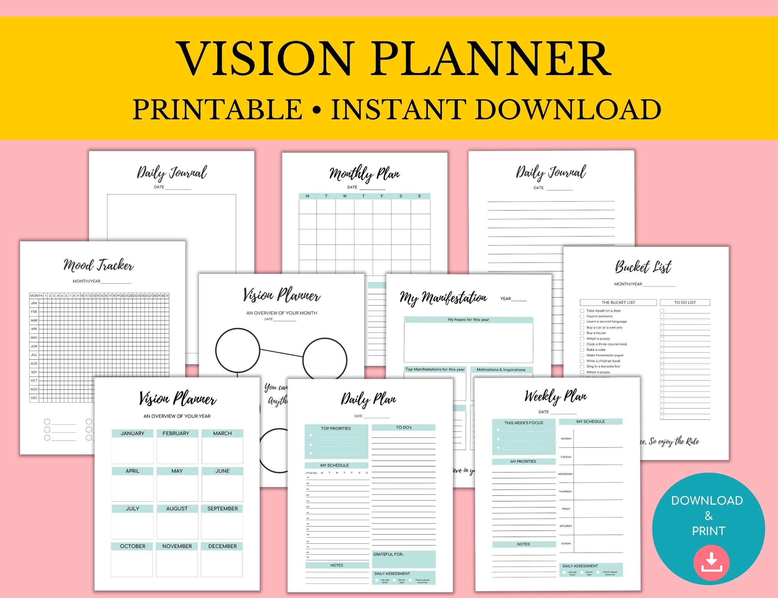 Vision Planner Yearly & Monthly Overview Planner in 3 Sizes - Etsy