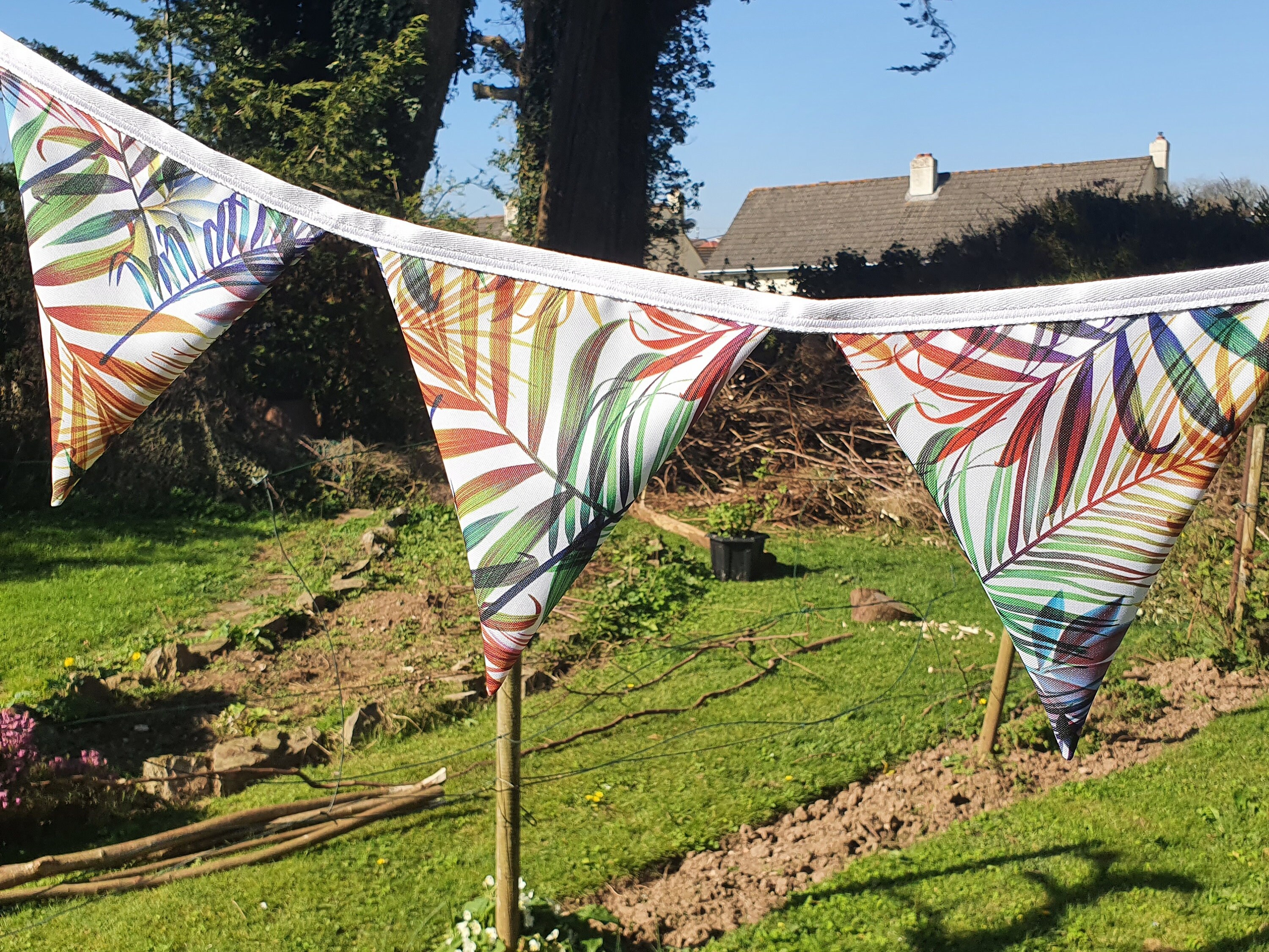 Tropical Leaf Outdoor Bunting: Waterproof Garden Decoration - Etsy UK