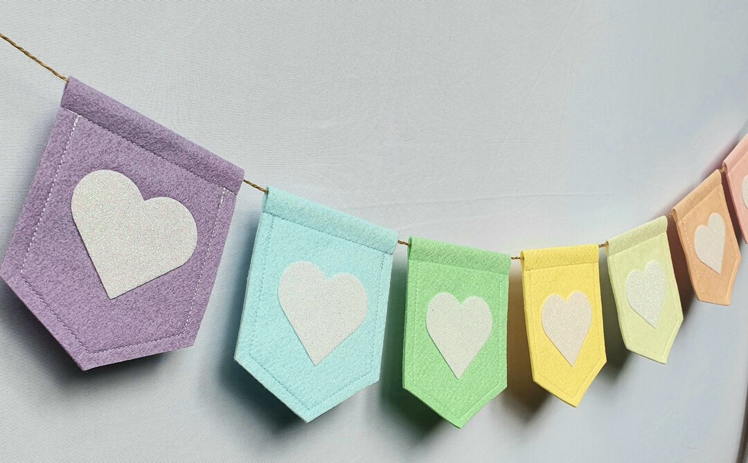 Pastel Rainbow Felt Bunting, Felt Garland, Nursery Bunting, Pastel ...