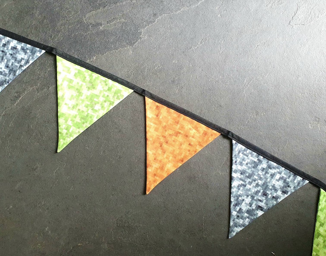 Minecraft Inspired Bunting Gamer Bunting Pixel Fabric | Etsy UK